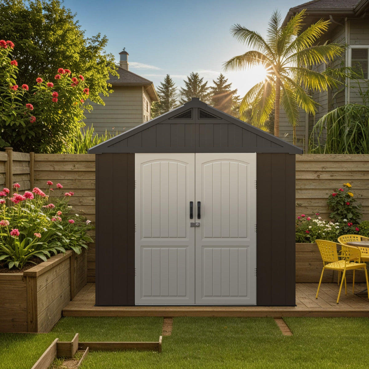 8x8 Plastic Storage Shed with Floor and Windows