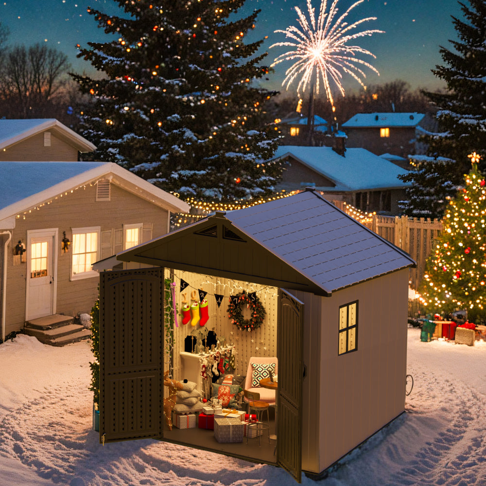 8x6 Plastic Storage Shed with Floor | Patiowell