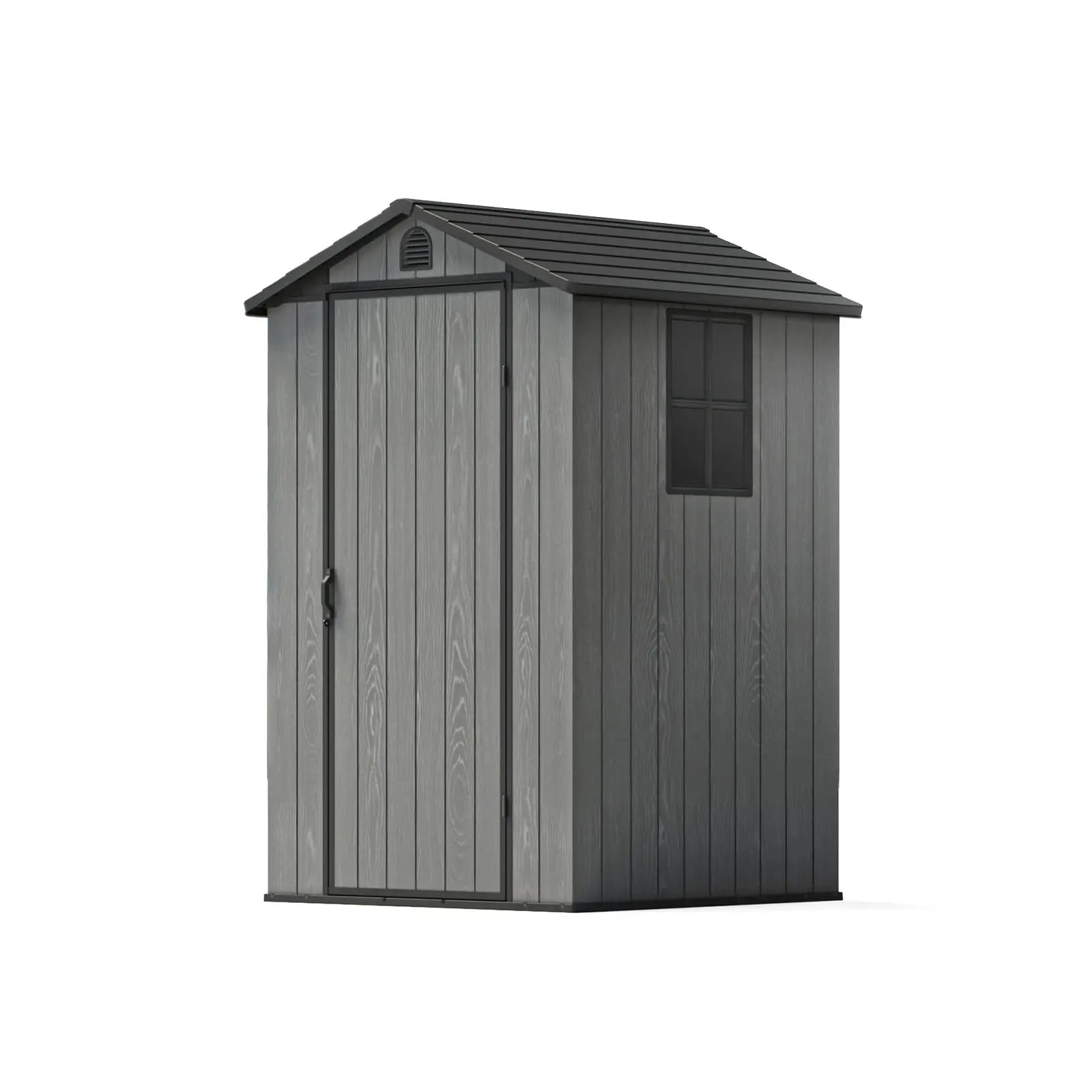 4x4 Plastic Storage Shed with Floor, Dark Gray | Patiowell