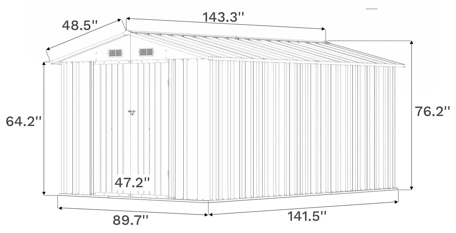 8x12 Metal Storage Shed| Patiowell