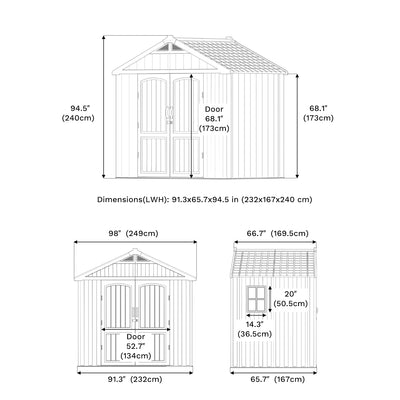 8x6 Plastic Storage Shed with Floor | Patiowell