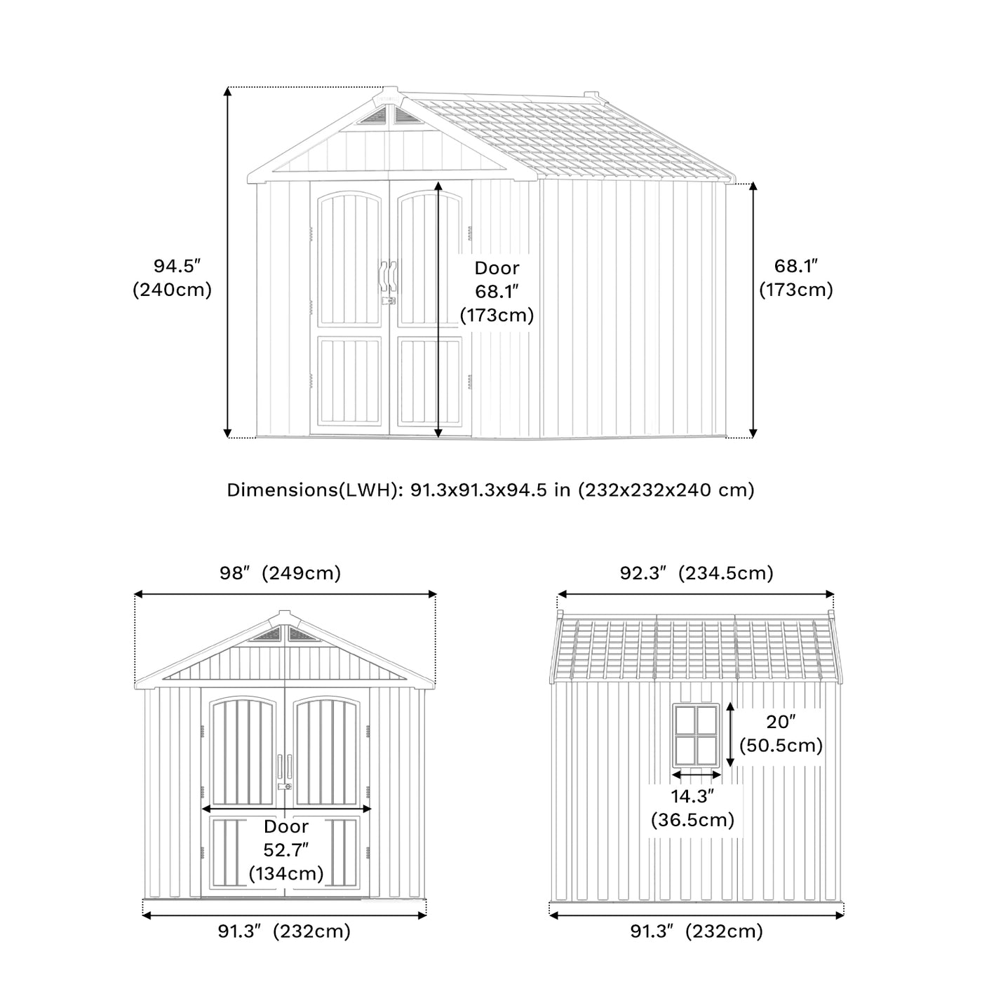 8x8 Plastic Storage Shed with Floor and Windows, Gray White | Patiowell