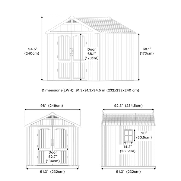 8x8 Plastic Storage Shed with Floor and Windows