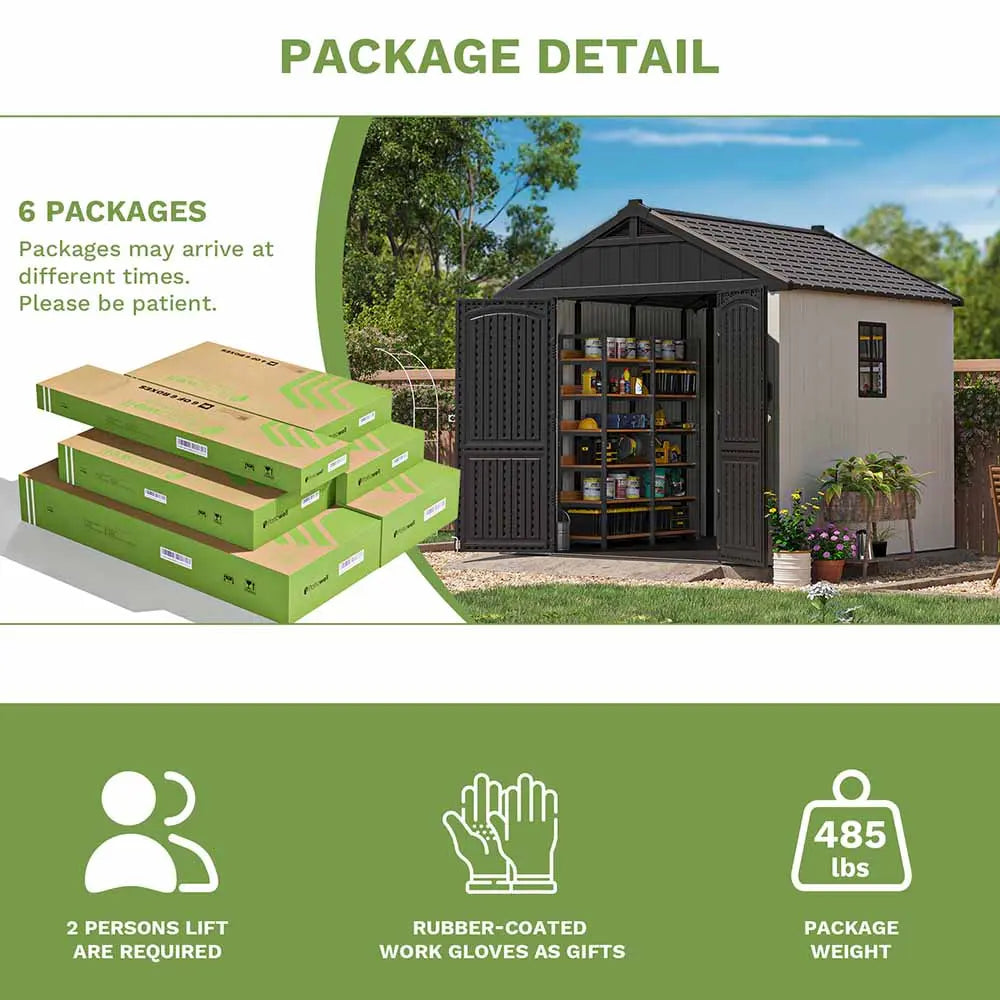 Kick-it 8x8 Plastic Storage Shed Pro | Patiowell