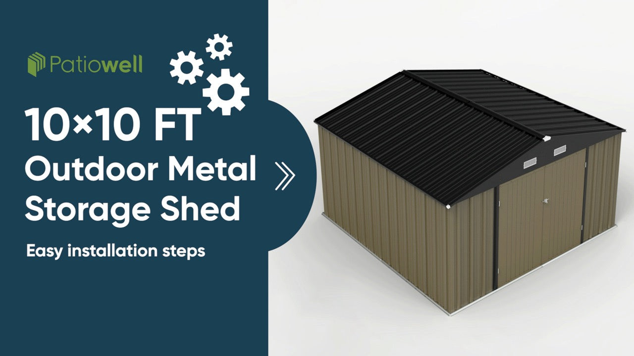 10x10 Metal Shed with Floor | Patiowell