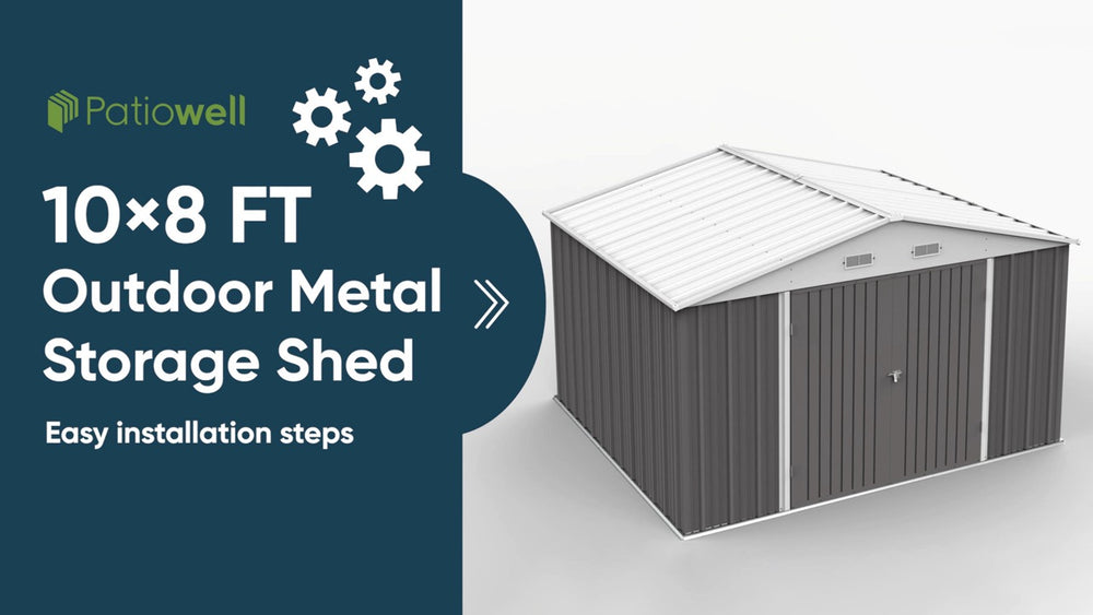 10x8 Metal Shed Pro With An Optional Floor Base | Patiowell