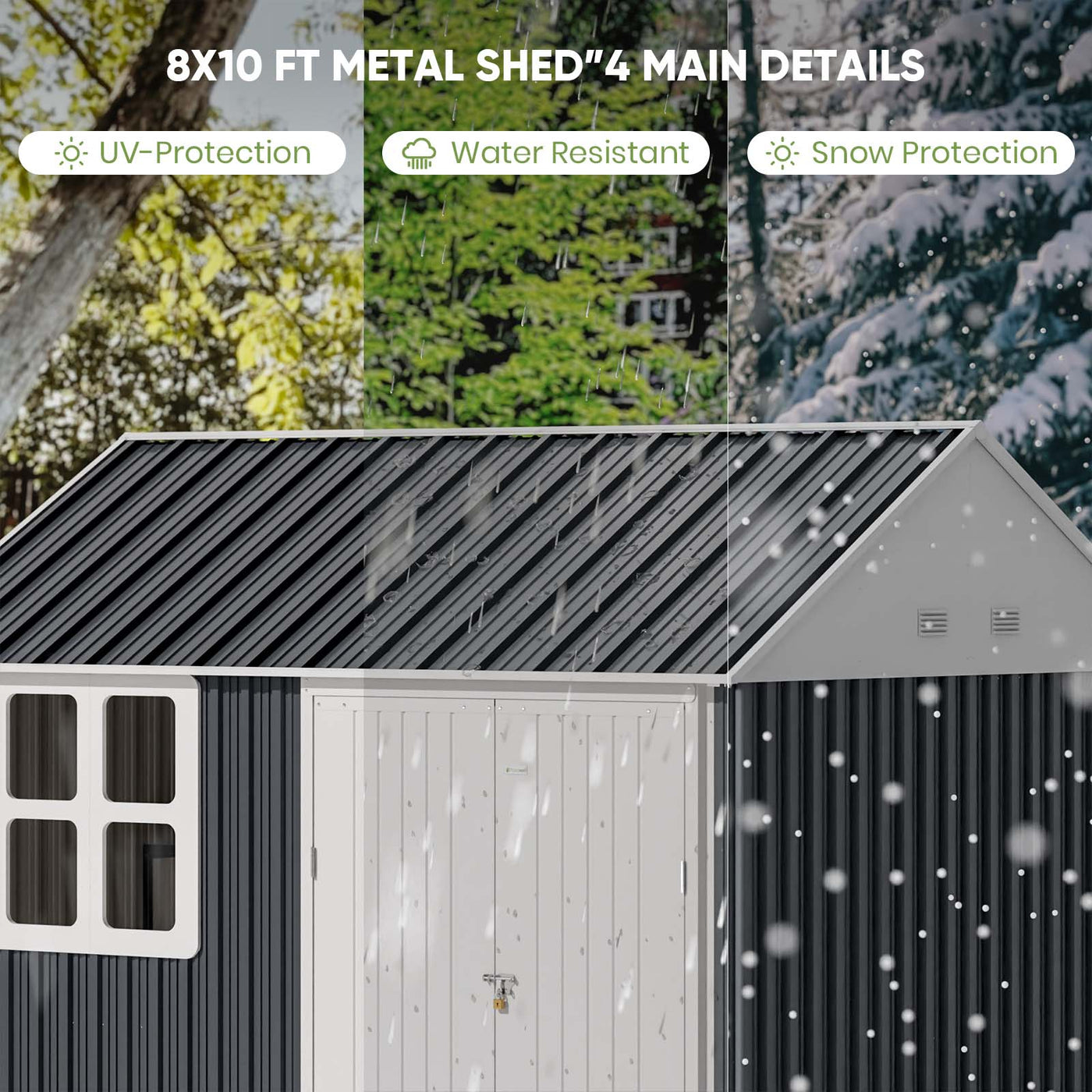 10x8 Shed with Windows - Garden Storage Solution | Patiowell