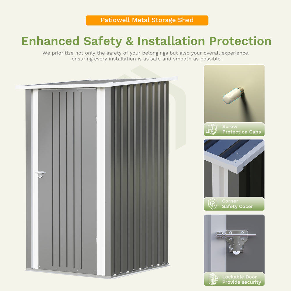 3x3 Storage Outdoor Metal Shed, Gray | Patiowell