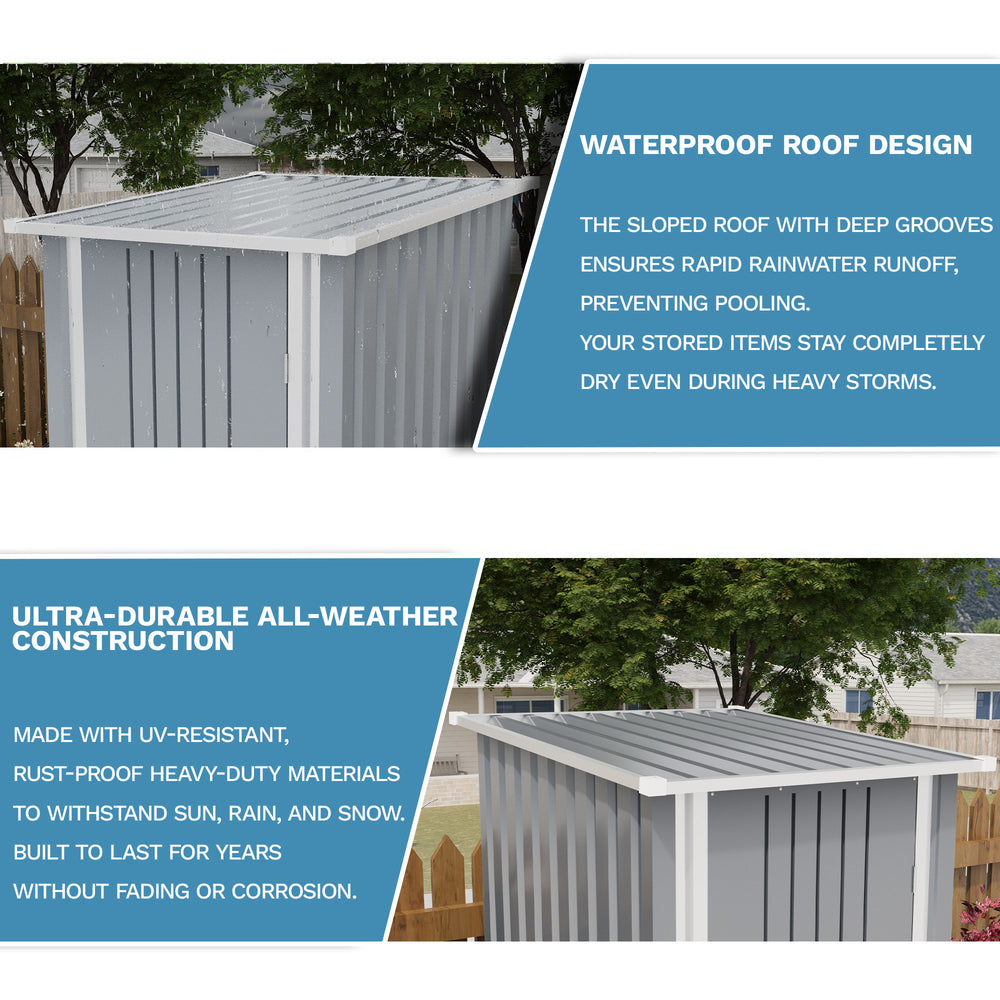 3x3 Storage Outdoor Metal Shed, Gray | Patiowell