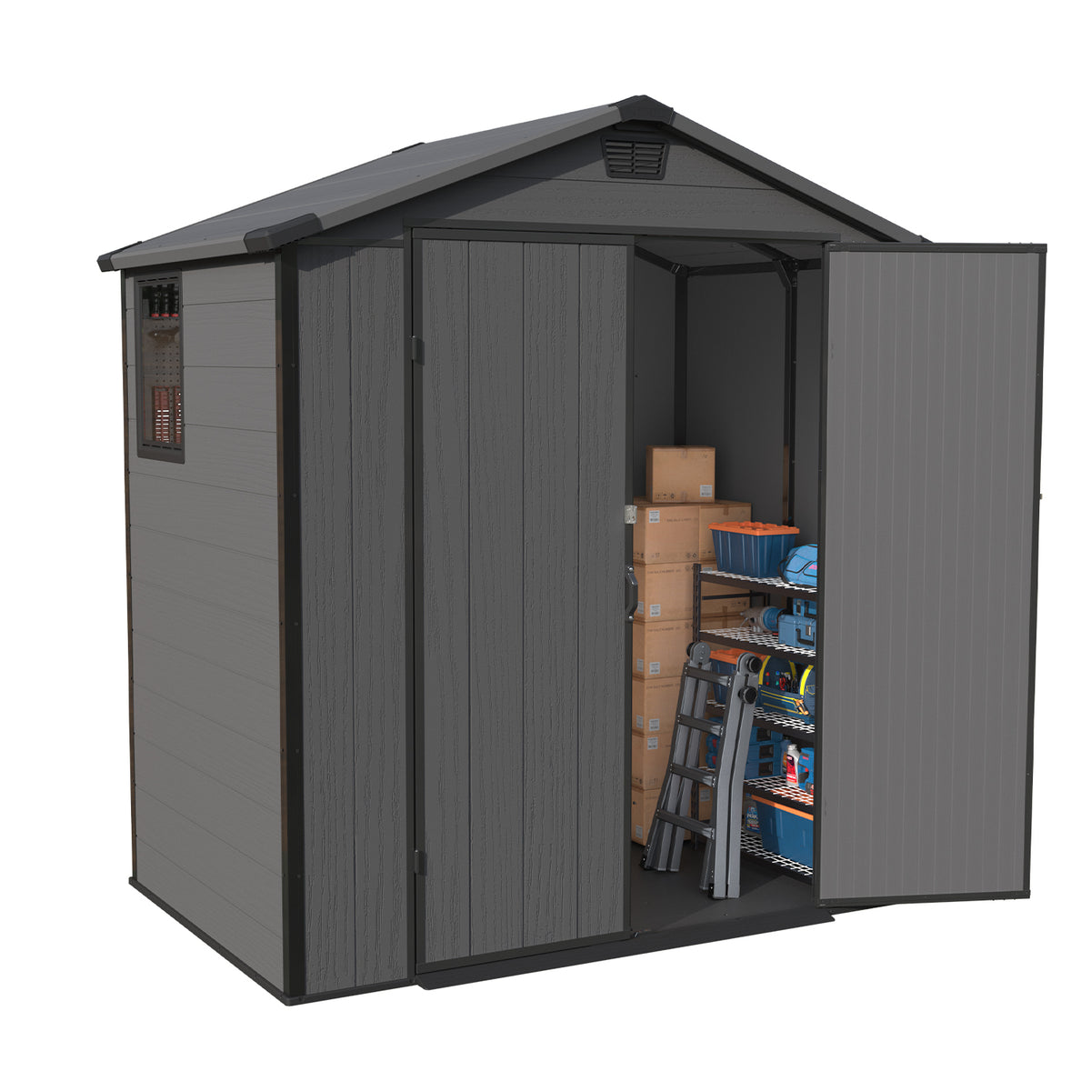 6x4 Plastic Shed with Window & Vent (4x6 Shed), Dark Gray | Patiowell