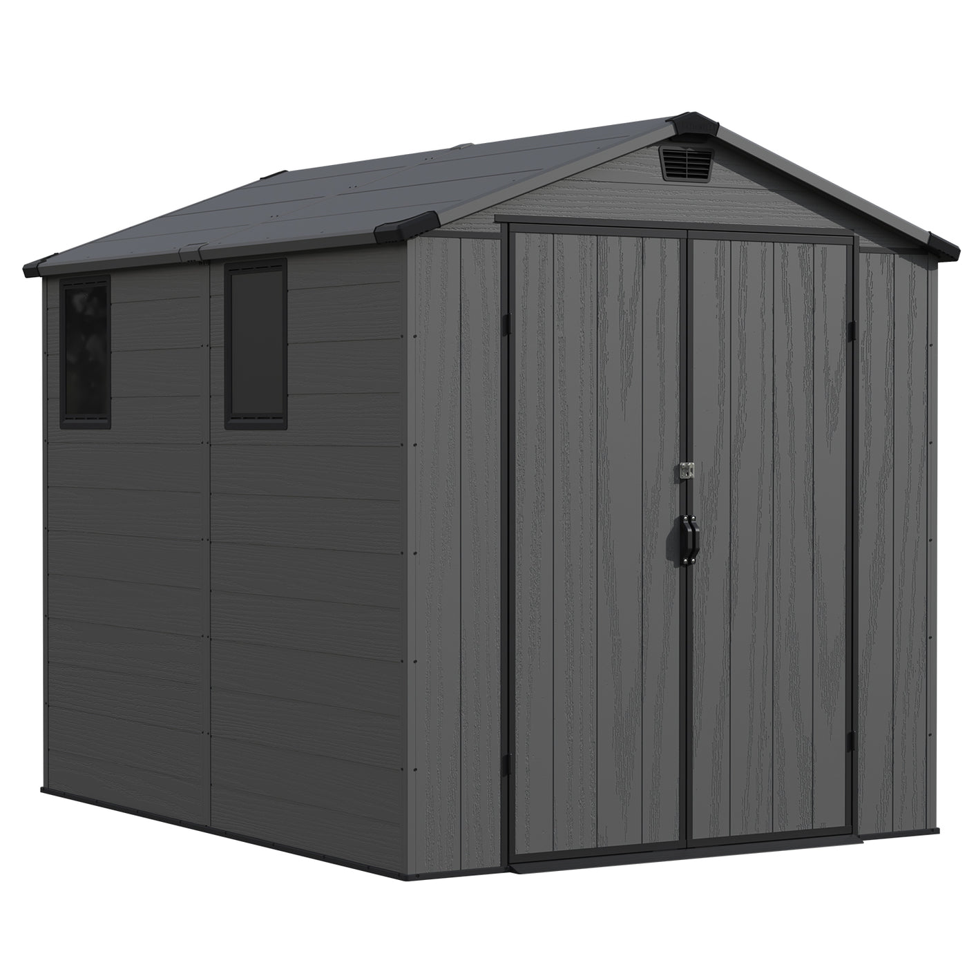 Patiowell 6x8 ft Plastic Storage Shed with Vents, Dark Gray | Patiowell